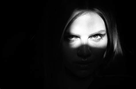 Premium Photo Woman In Shadow Female Serious Model With Shadows On