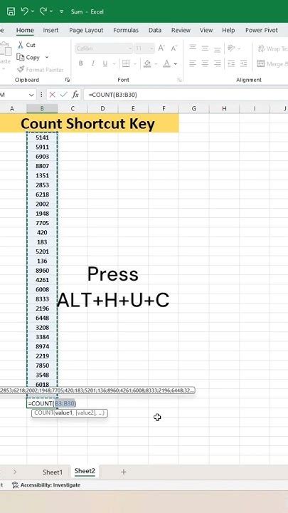 Count Shortcut In Excel Youtubeshorts Excel Howtotutorials Youtube