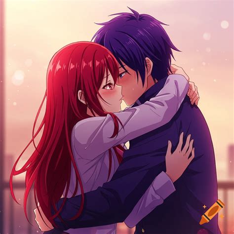 Anime Couples Kissing And Hugging