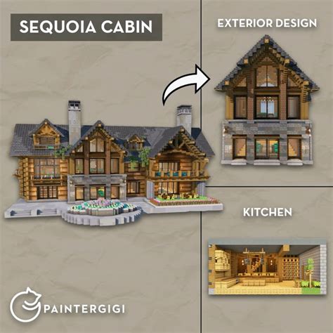 Sequoia Cabin Minecraft Cabin House Blueprints Minecraft Cabin Ideas