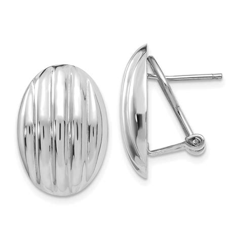 14k White Gold Polished Fancy Omega Back Post Earrings Qtm353