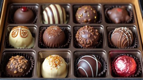 Premium Photo Assortment Of Gourmet Chocolates In Box