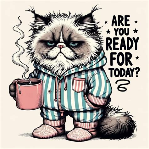 Are You Ready For Today Funny Coffee Quote Funny Cat Jokes Funny Day Quotes Good Morning
