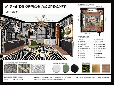 Design A Mood Board With Product Sourcing And Layout Plan By