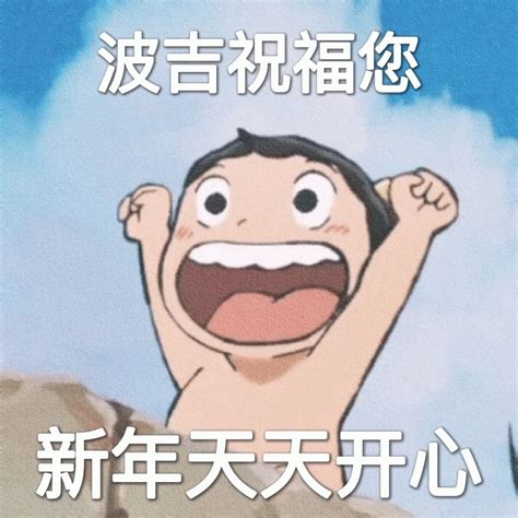 波吉祝福您 新年天天开心 波吉激情送祝福，愿您新年里天天都开开心心表情包图片动图 求表情网 斗图从此不求人