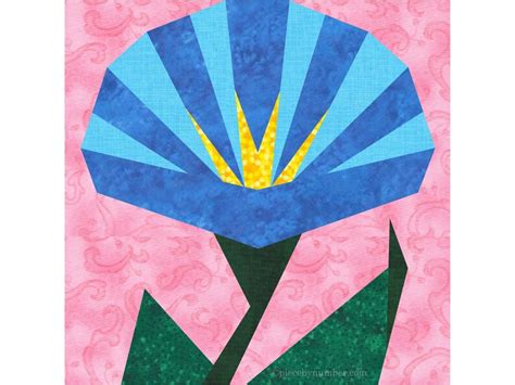 Set Of 4 Paper Pieced Flower Quilt Block Patterns Pdf Download 6 And