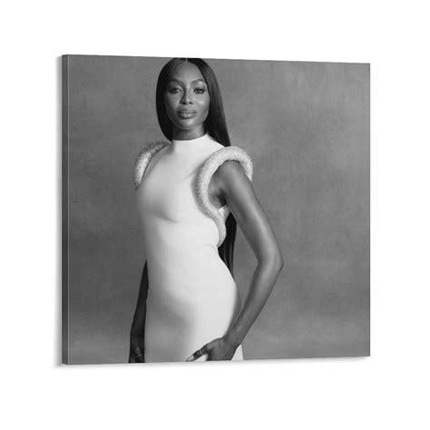 Naomi Campbell Sexy Supermodel Black And White Artworks Canvas Poster
