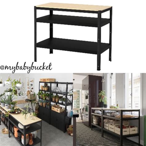 Ikea 🇸🇪 Bror Work Bench Black Pine Plywood 110x55 Cm Shopee Malaysia