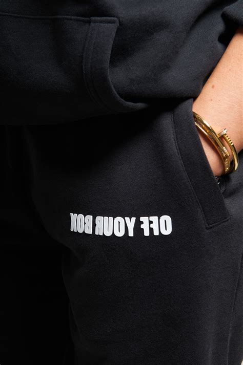 Black Loose Fitting Joggers With Rubber Logo Off Your Box