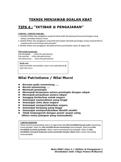 Tips 4 Kbat Pdf Pdf
