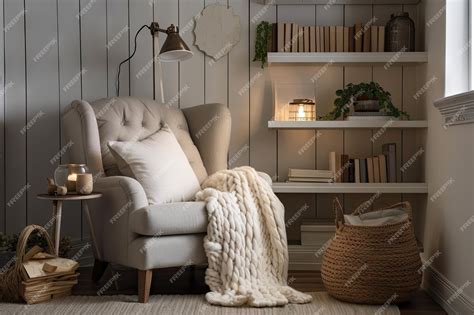 Premium Photo Cozy Reading Nook With Cozy Armchair And Stack Of Books