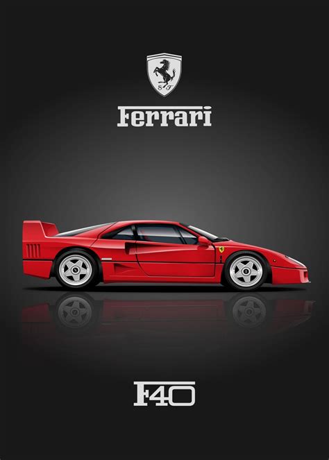 Ferrari F40 Poster Picture Metal Print Paint By Conceptual