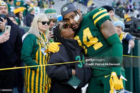 Jonathan Owens Of The Green Bay Packers Meets With Wife Simone Biles