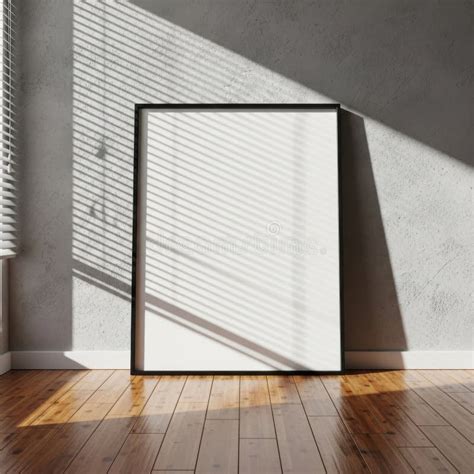Blank Framed Poster Mockup Leaning On Wall With Natural Light And