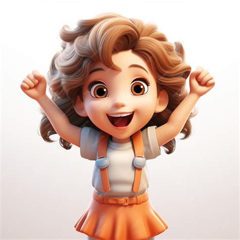 Premium Photo A Cute 3d Happy Girl Isolated On White Background