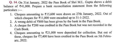 Dk Goel Solutions Isc Q 14 Chapter 11 Bank Reconciliation Statement Brs Class 11 Isc [2023 24