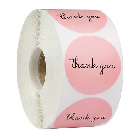 Comerut 1 Roll Round Thank You Label Stickers Easy To Stick Pvc