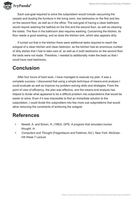 Means End Analysis And Solving A Problem 553 Words Term Paper Example