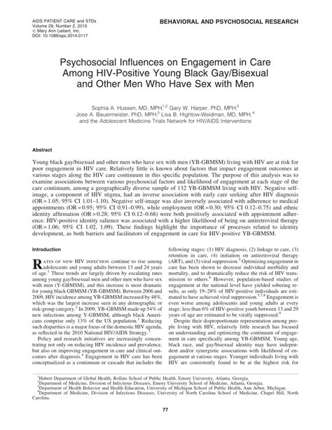 Pdf Psychosocial Influences On Engagement In Care Among Hiv Positive