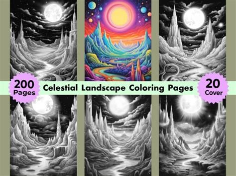 200 Celestial Landscape Coloring Pages Graphic By Winsum Art · Creative