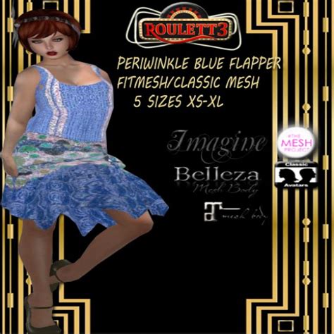 Second Life Marketplace Periwinkle Blue Flapper Fitmesh Classic