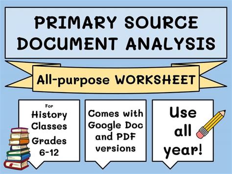 Primary Source Document Analysis Worksheet By Grace Burns Tpt