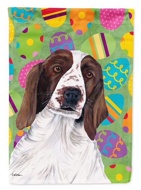Welsh Springer Spaniel Easter Eggtravaganza Garden Flag Outdoor Deco