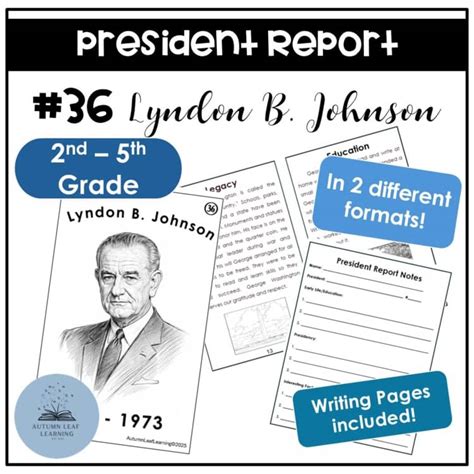 President Report Lyndon B Johnson 36 By Autumn Leaf Learning Tpt