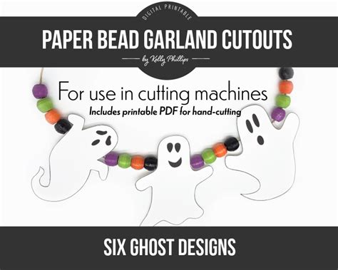 Halloween Garland Ghost Cutouts Digital Download Paper Bead Rollers
