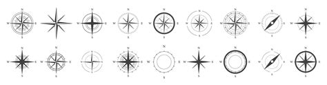 Premium Vector Compass Icons Set Of Vector Simple Compass Symbols Wind Rose Icon