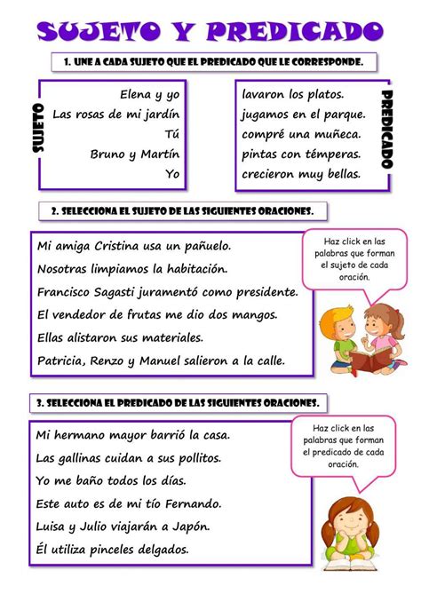 Hojas De Trabajo De Sujeto Y Predicado De Segundo Grado