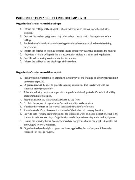 Industrial Training Employer Guideline Pdf Project Management