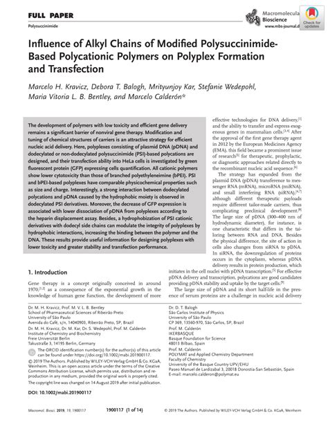 Pdf Influence Of Alkyl Chains Of Modified Polysuccinimide‐based
