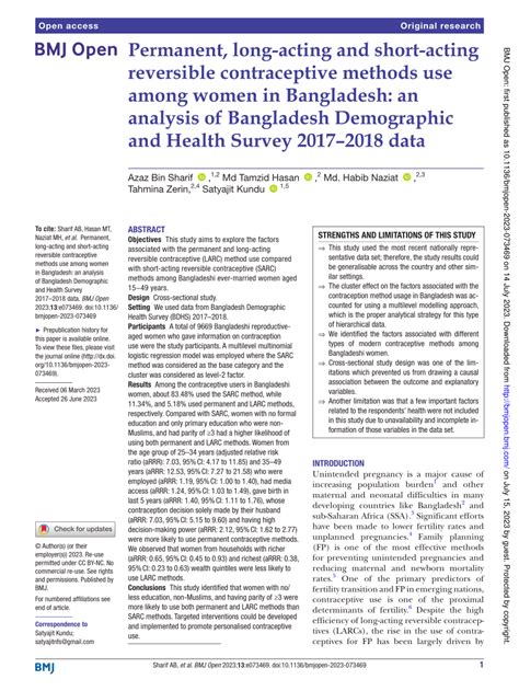 Pdf Permanent Long Acting And Short Acting Reversible Contraceptive