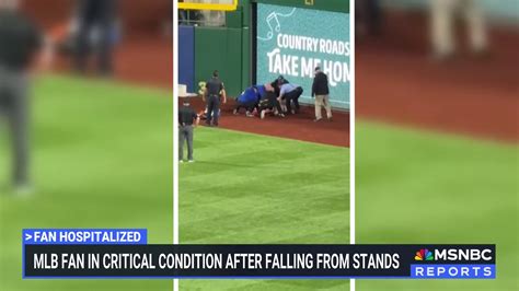 Mlb Fan In Critical Condition After Falling Over 20 Feet From The