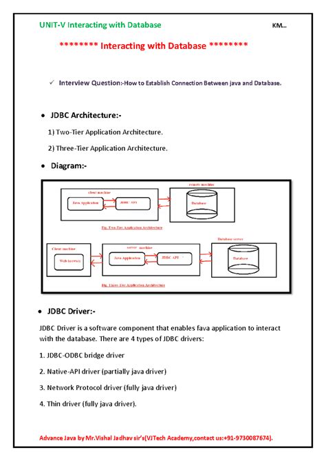 Unit V Notes On Jdbc And Database Interaction In Advanced Java Studocu