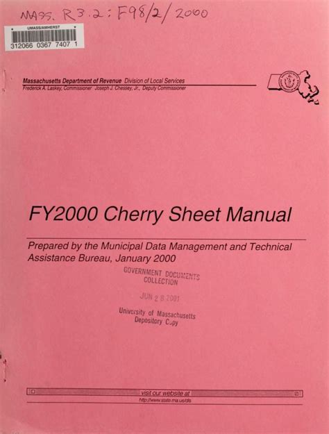 The Cherry Sheet What Massachusetts Aids And Charges Stoneham