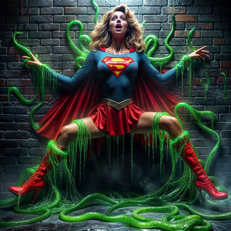 Supergirl Restrained Drained By Krypto Tendrils By Necromancer Rev On
