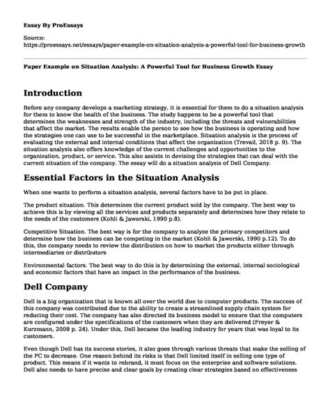 📌 Paper Example On Situation Analysis A Powerful Tool For Business Growth Free Essay Term