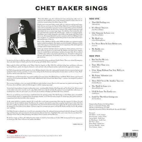 Chet Baker Sings 180g Blue Vinyl Lp Not Now Music