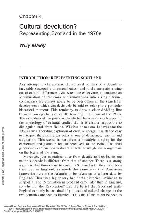 Pdf ‘cultural Devolution Representing Scotland In The 1970s