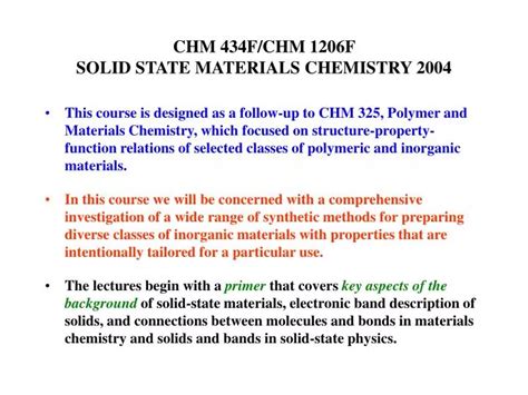 Ppt Chm 434fchm 1206f Solid State Materials Chemistry 2004