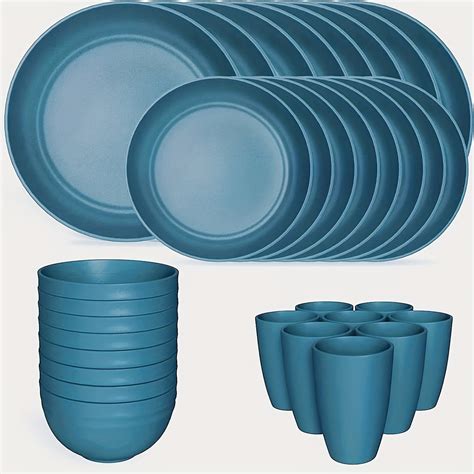 32pcs Unbreakable Lightweight Dinnerware Sets For 8 Reusable