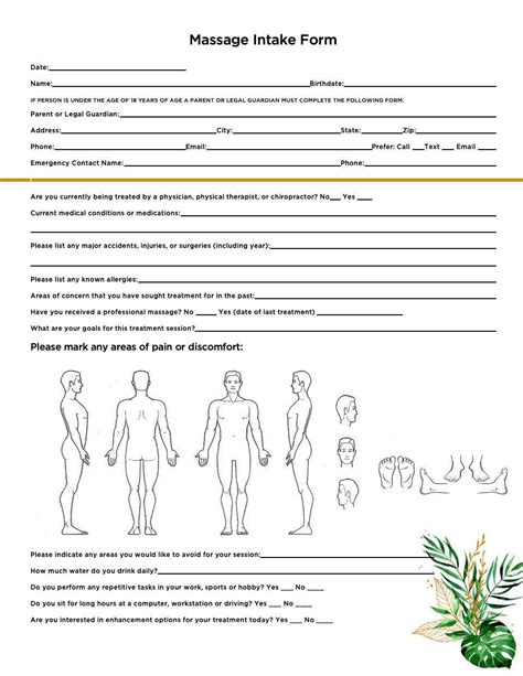 Massage Intake Form Etsy Massage Therapy Business Massage Therapy