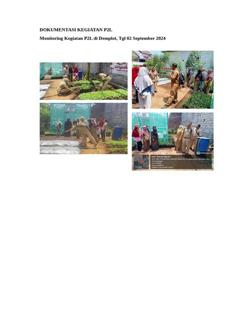 Monitoring Kegiatan P2l Di Demplot 2 September 2024 Pdf