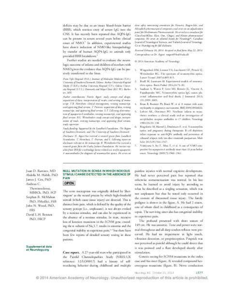 Pdf Null Mutation In Scn9a In Which Noxious Stimuli Can Be Detected
