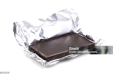 Dark Chocolate In Foil Isolated On White Background Chocolate Bar Stock