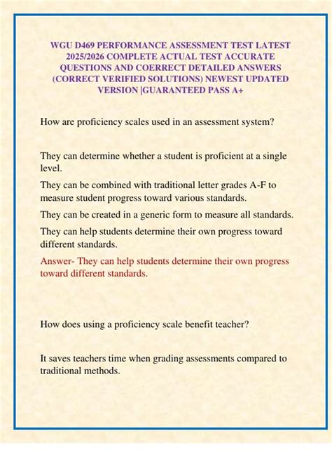 Wgu D469 Performance Assessment Test Latest 2025 2026 Complete Actual
