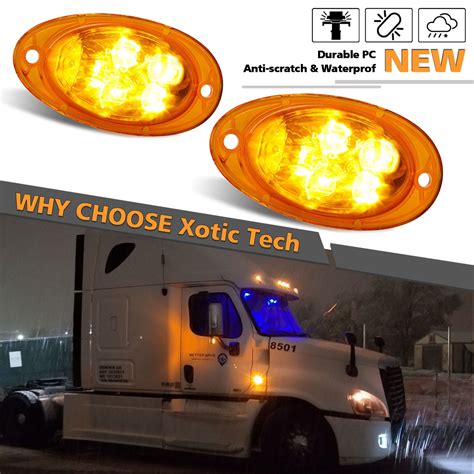 Amber Lens Full Led Front Cab Side Marker Turn Signal Light Assemblies