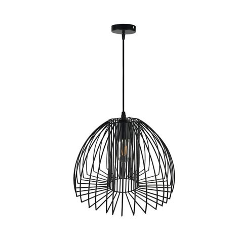 Industrial Wire Frame Pendant Light With Metallic Dome Shade For Living